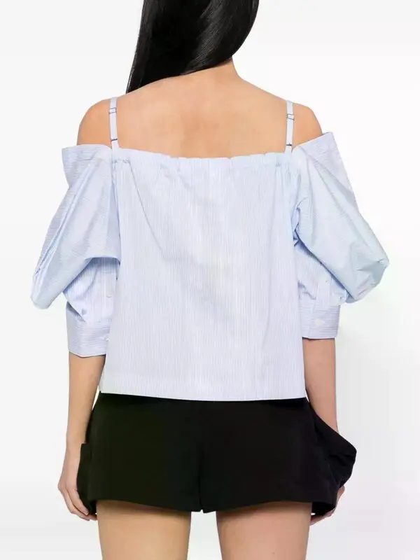 sacai トップス Sacai Striped Off-Shoulder Top - Blue Stripe - 30% Off | Editorialist